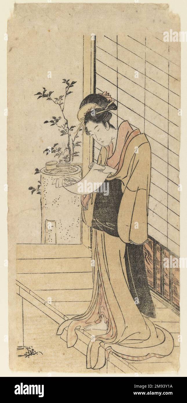 Lady Reading a Letter Attributed to Utagawa Toyohiro (Japanese, 1773-1829). , 1790. Color ...