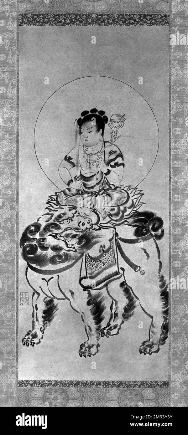 Monju Monju, 16th century. Hanging scroll: Ink on paper, Image: 37 3/8 ...