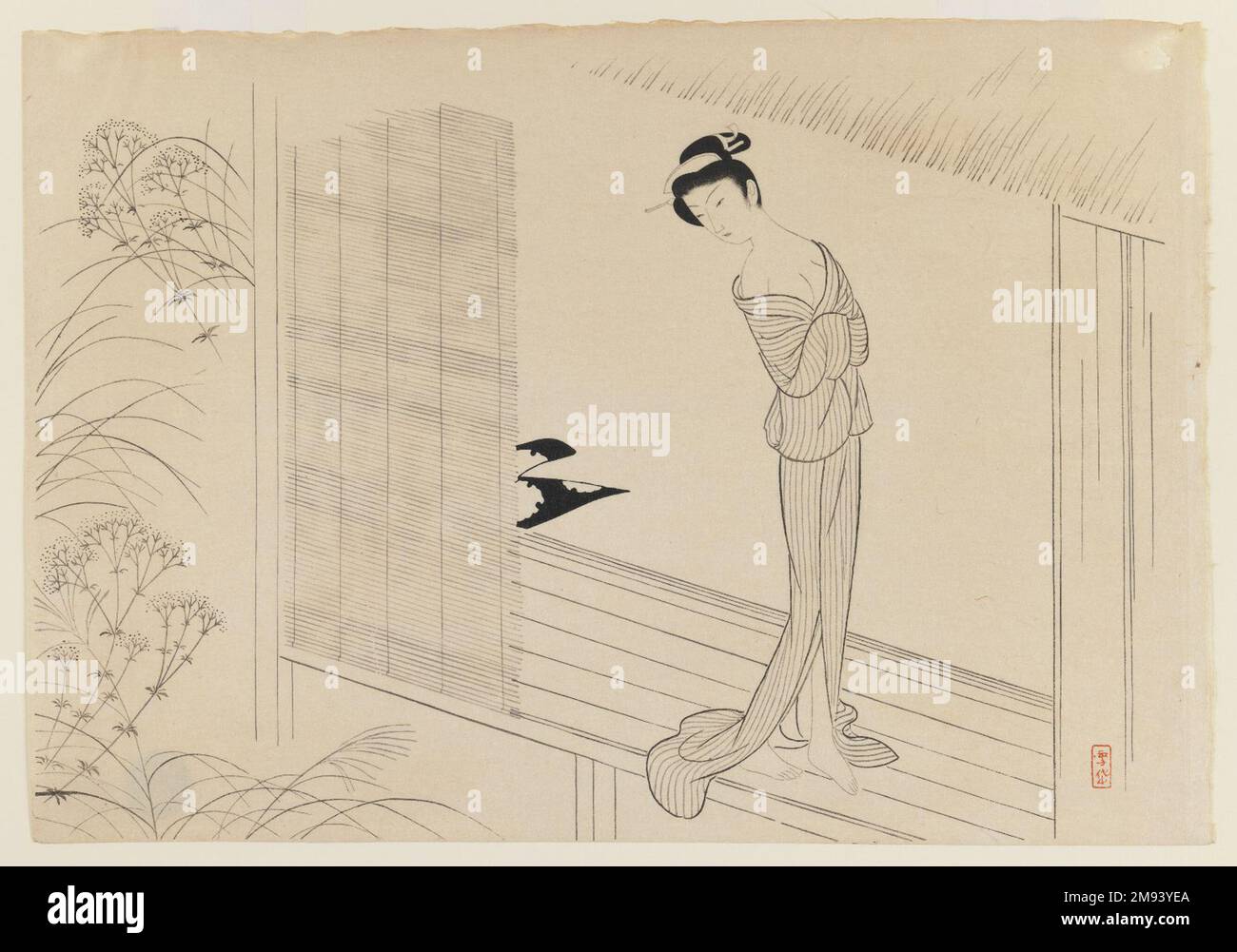 Osen after the Bath, from The Story of Osen , 1943. Woodblock print on paper., 10 7/8 x 15 1/2 ...