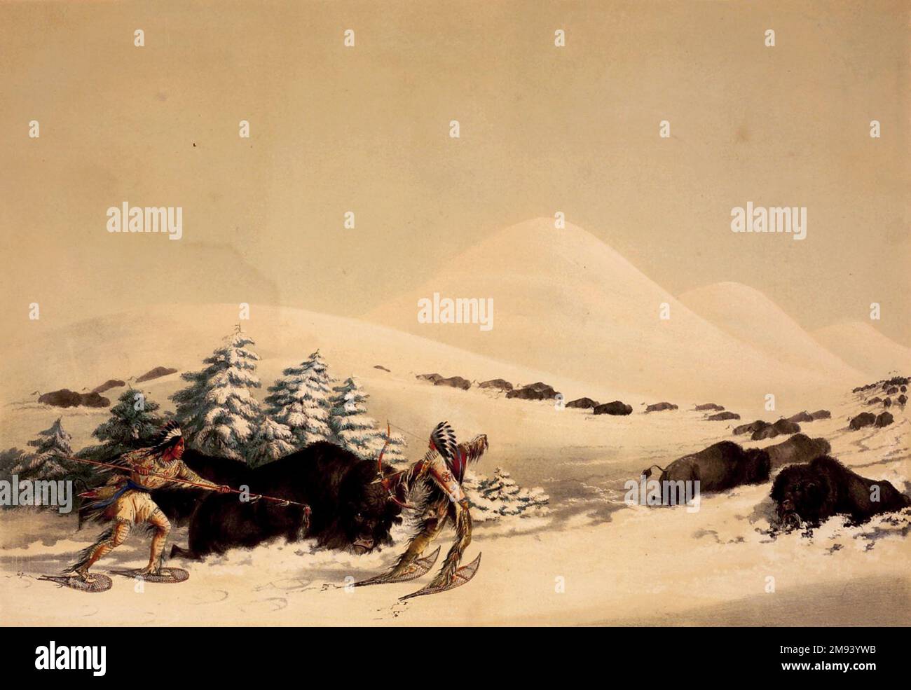 Buffalo Hunt, on Snow Shoes George Catlin (American, 1796-1872 ...