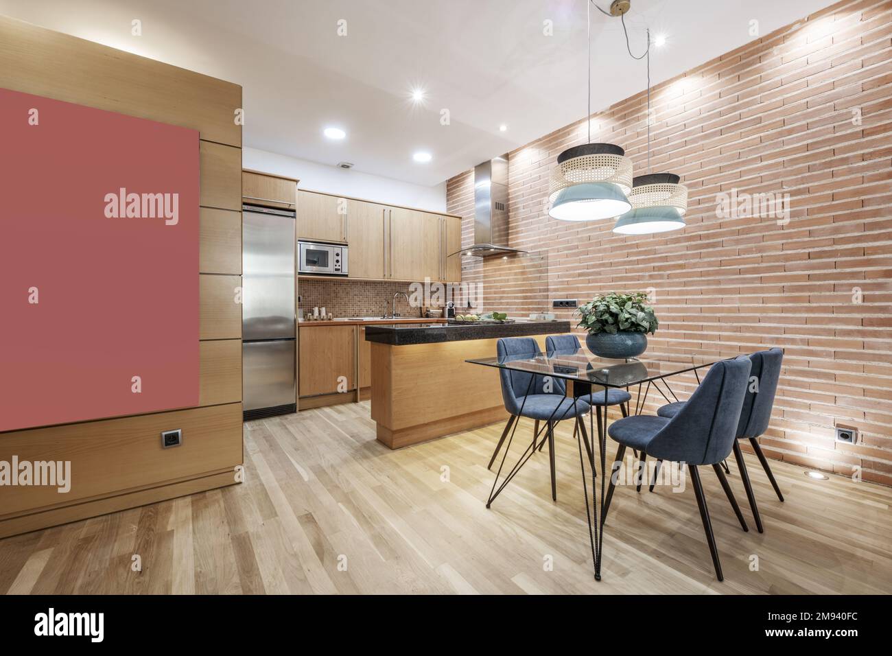 Studio apartment with open kitchen with polished black granite ...