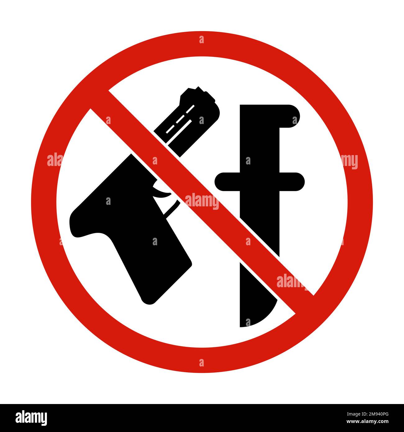 Weapon prohibited icon. Forbidding, No weapons, with gun and knife ...