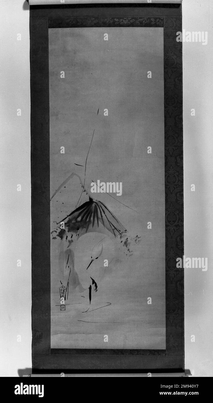 Painting of Heron and Lotus Kano Naonobu (Japanese, 1607-1650). , 17th ...