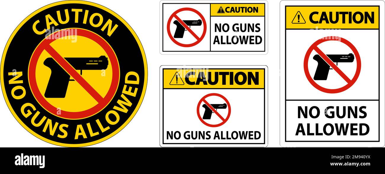 No Gun Rules Sign, Caution No Guns Allowed Stock Vector Image & Art - Alamy
