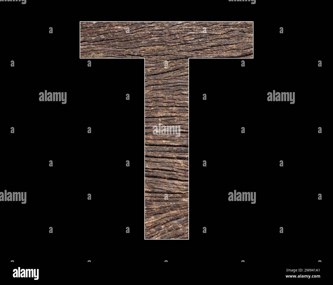 Uppercase letter T of the alphabet - Rustic tree cortex texture Stock ...