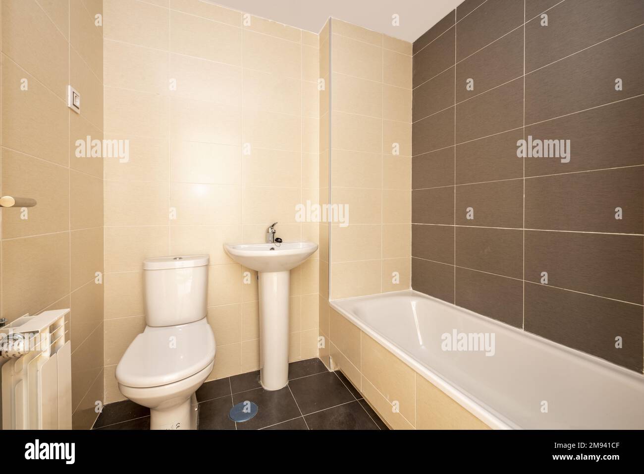 New bathroom without mirrors without partitions installed with white ...