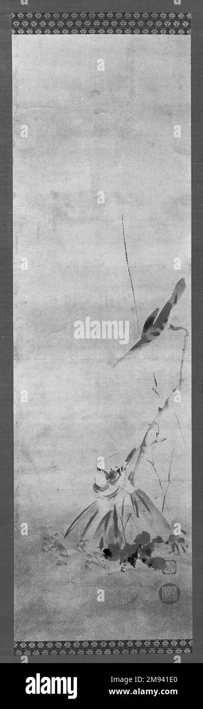 Wagtail on a Fallen Lotus Leaf Kano Naonobu (Japanese, 1607-1650 ...