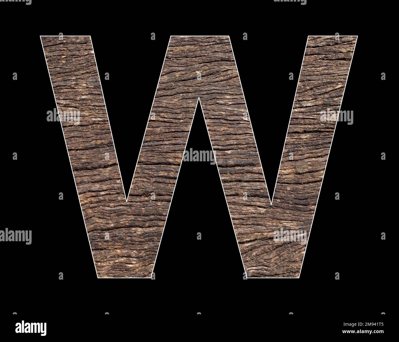 Uppercase letter W of the alphabet - Rustic tree cortex texture Stock ...