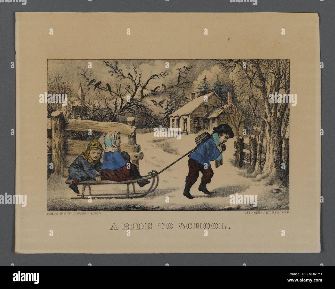 A Ride to School Currier & Ives (American). , n.d. Hand-colored ...