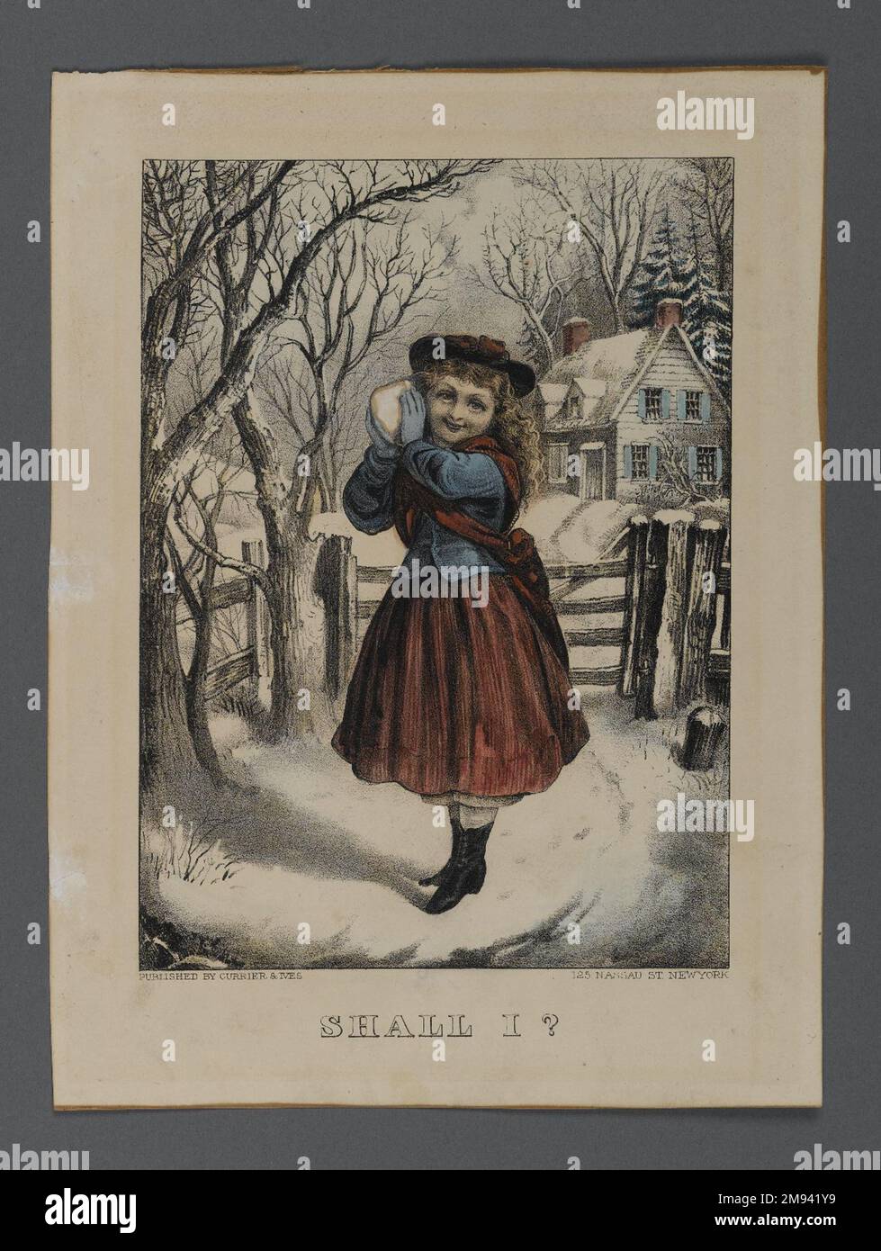 Shall I? Currier & Ives (American). , n.d. Hand-colored lithograph on ...