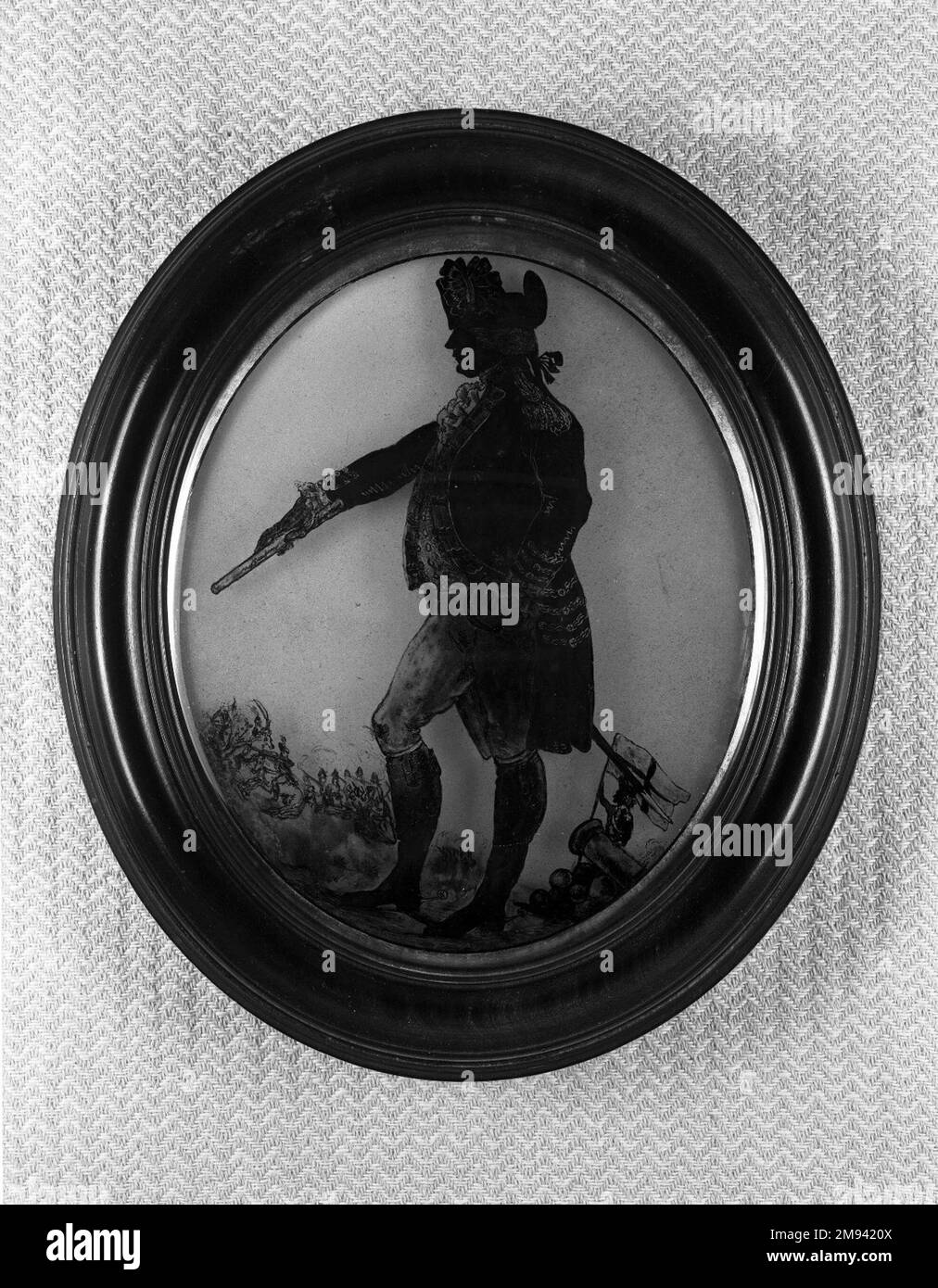 Silhouette of Officer Standing Facing Left , 18th century. Paint on ...