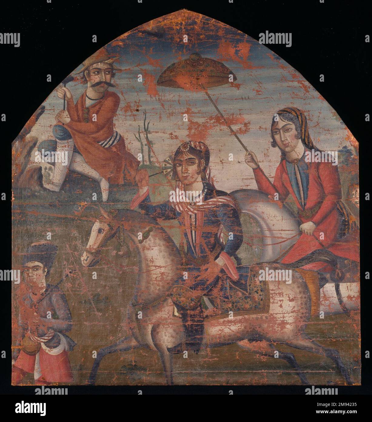 Queen Shirin Visiting the Sculptor Farhad , mid 18th century. Oil on ...