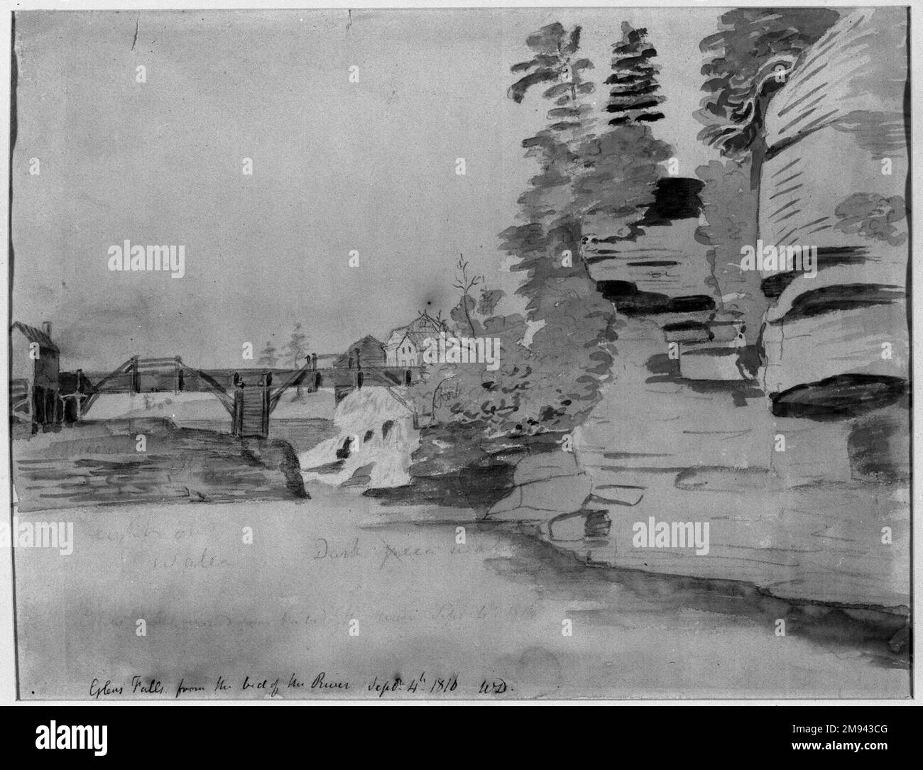 Glen's Falls from the Bed of the River William Dunlap (American, 1766 ...