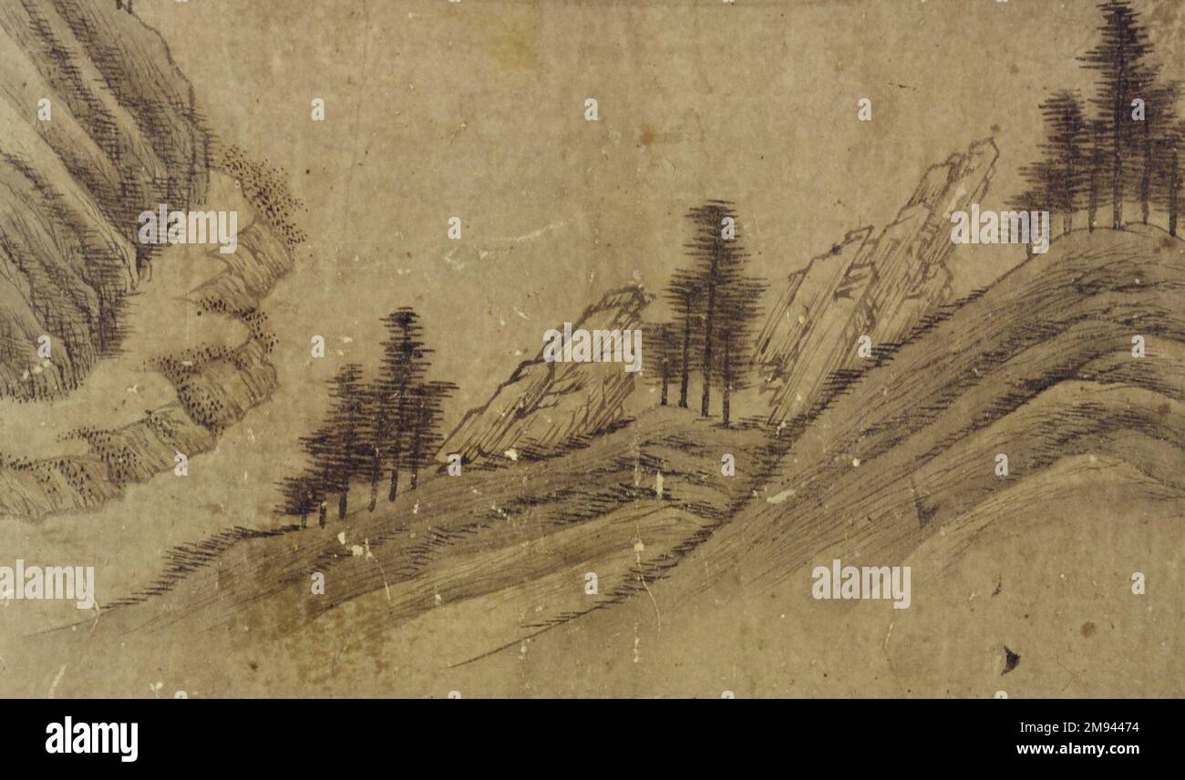 Landscape with Two Rock Clusters , 19th century. Ink and light color on ...