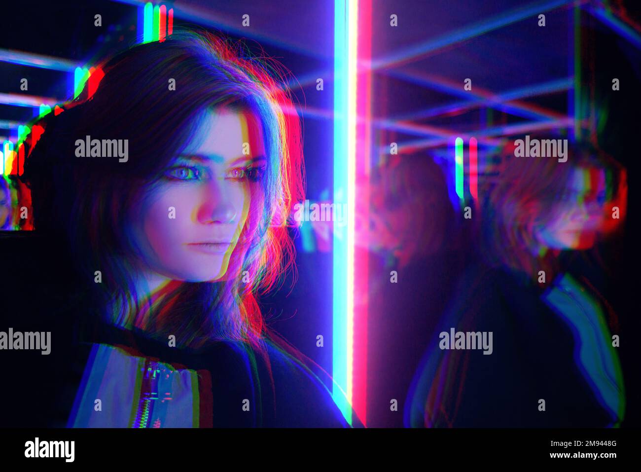 Glitch Double Exposure Portrait in Sensual Expressive Bizarre Dancer ...