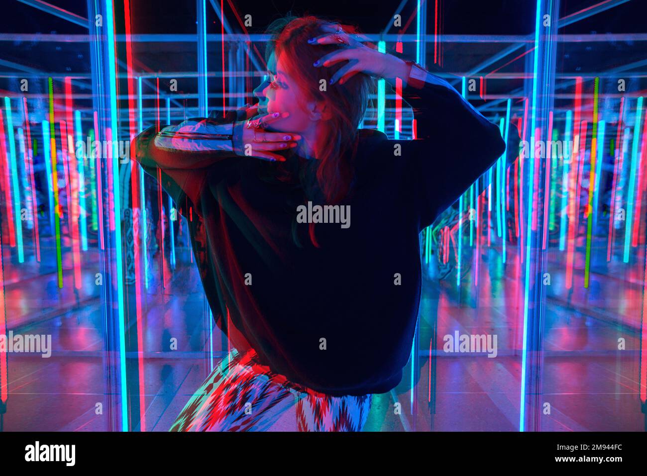 Glitch Double Exposure Portrait in Sensual Expressive Bizarre Dancer ...