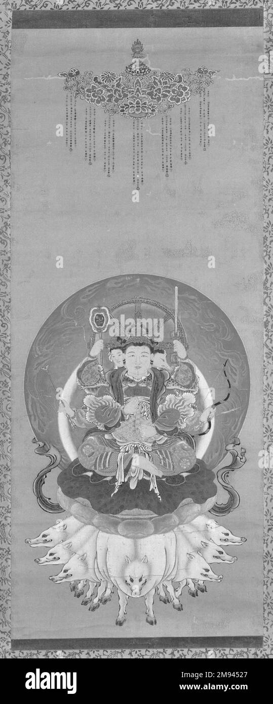 Marishi Ten (Marichi Deva) , 17th century. Hanging scroll, ink and ...