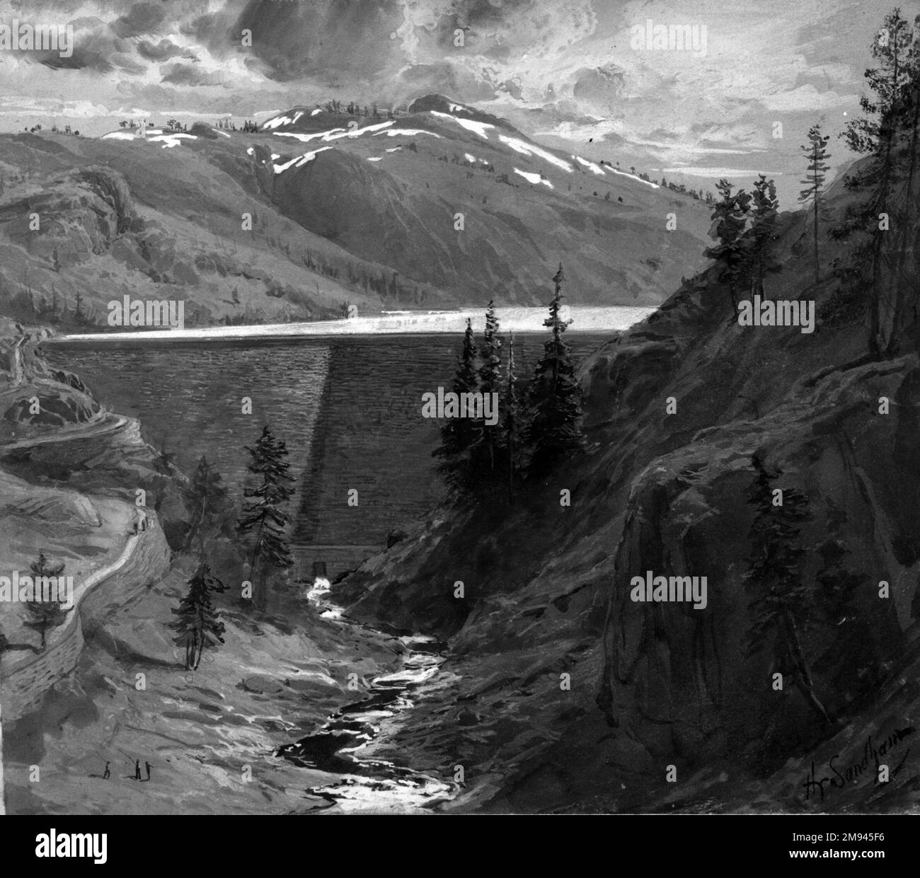 Hydraulic Mining - Big Canyon Dam (Illustration for "Century Magazine ...
