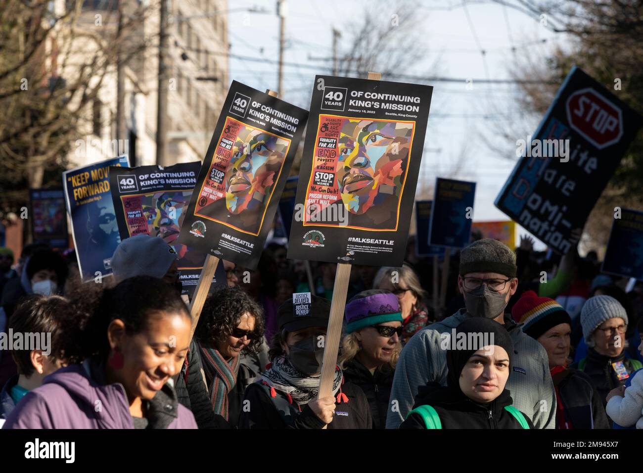 Seattle, Washington, USA. 16th January, 2023. Hundreds march through ...