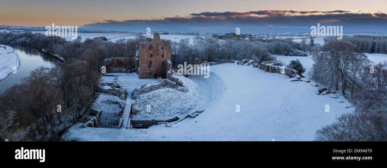 Norham Castle on a winters morning, built by the Prince Bishops of ...