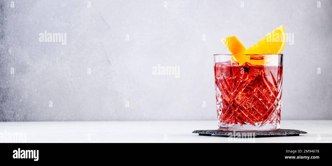 Negroni popular alcoholic cocktail with dry gin, red vermouth and red ...