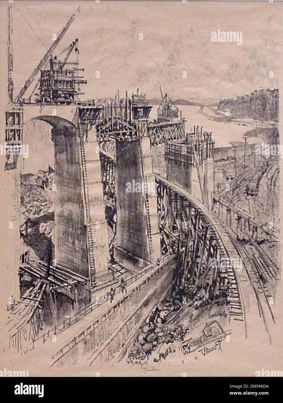 Approaches to Gatun Lock Joseph Pennell (American, 1860-1926 ...