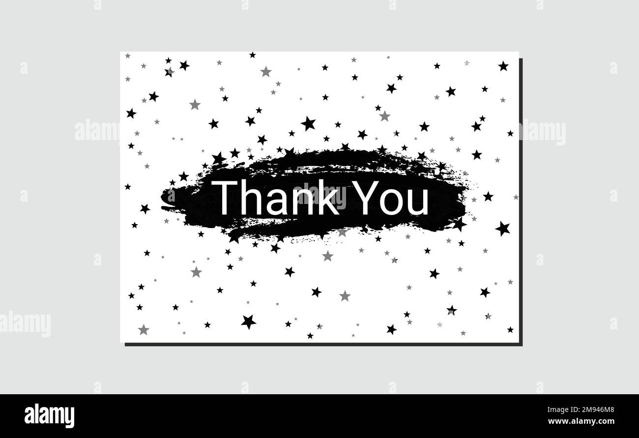 Card template thank you brush stroke and star element abstract texture ...