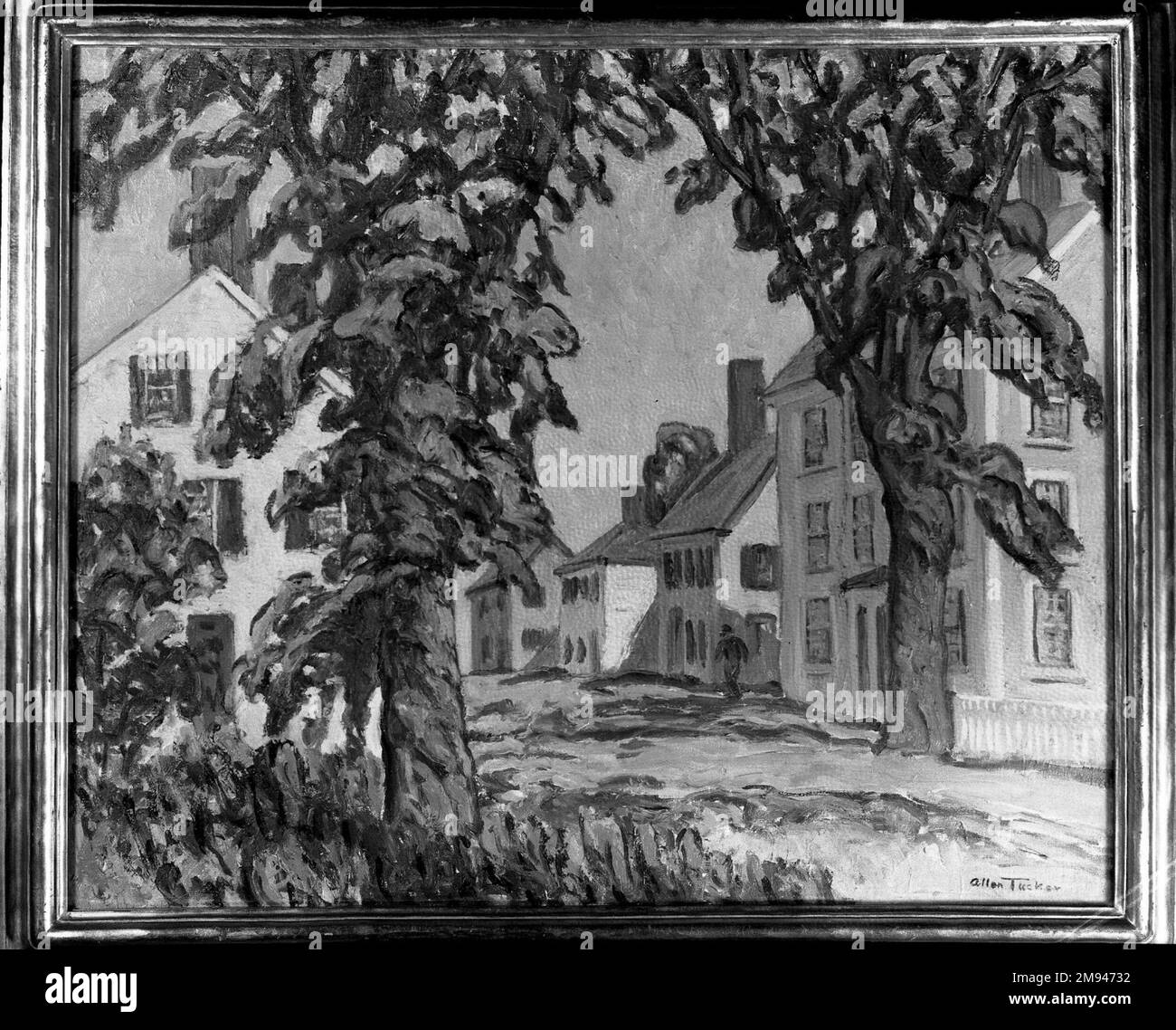 New England Town Allen Tucker (American, 1866-1939).. Oil on canvas, 30 ...