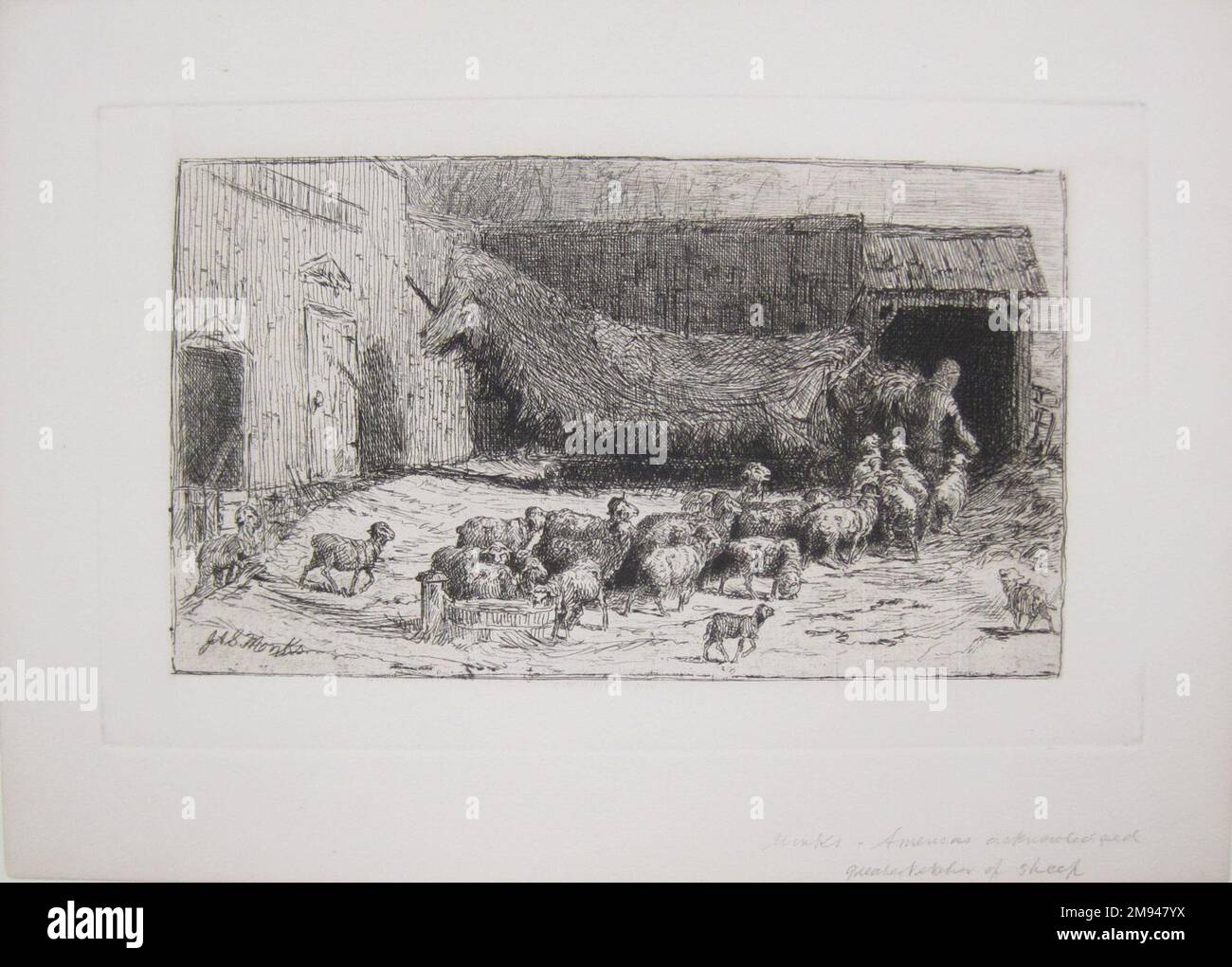 Untitled (Barnyard Scene with Sheep) John Austin Sands Monks (American ...