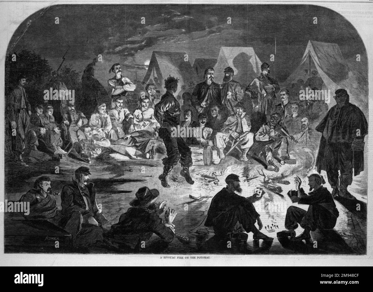 A Bivouac Fire on the Potomac Winslow Homer (American, 1836-1910 ...