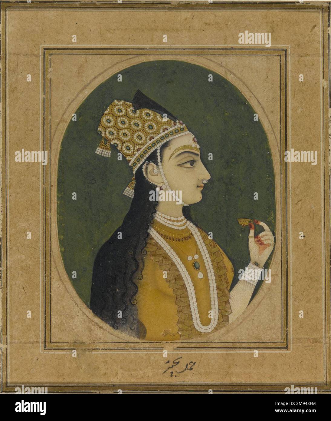 Portrait , 17th-18th century. Ink, color, and gold on paper, Image: 8 3 ...