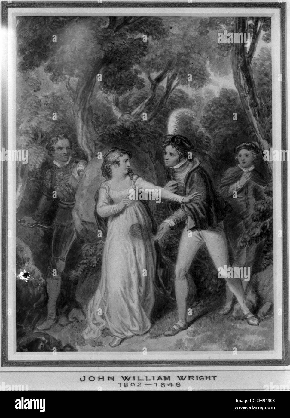 Shakespearian Subject John William Wright (British, 1802-1848).. Wash drawing, 6 3/8 x 4 7/8 in ...