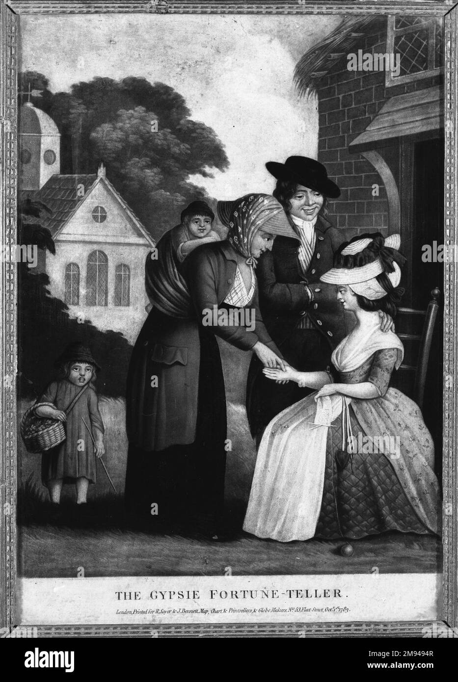 The Gypsie Fortune-Teller Unknown.. Mezzotint, hand colored, frame: 16 ...