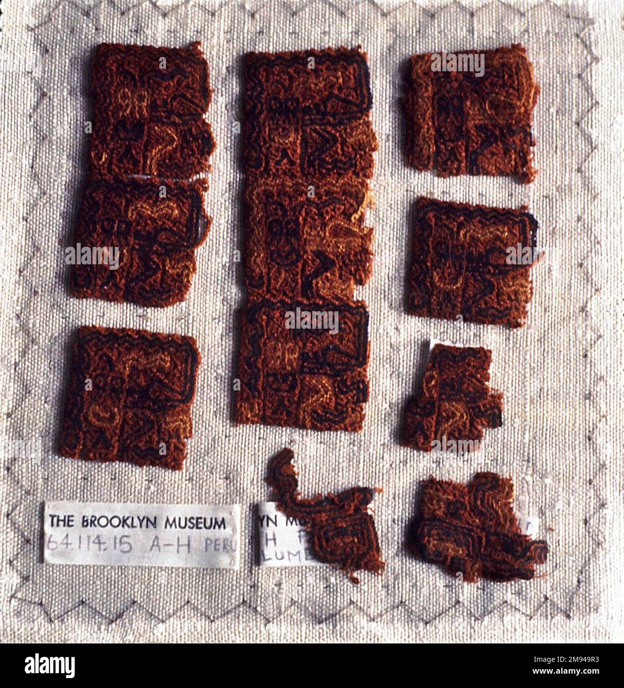 8 Textile Fragments, Unascertainable or Mantle Border Fragments Paracas ...