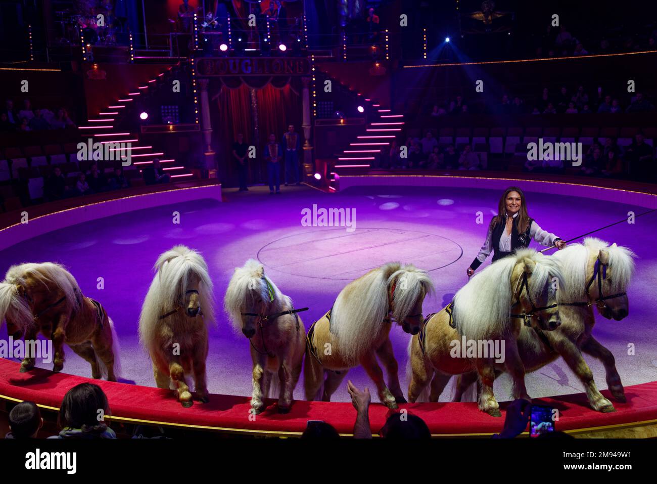 Paris, France. 15th Janv, 2023. Regina Bouglione with her ponies performs during Cirque ...