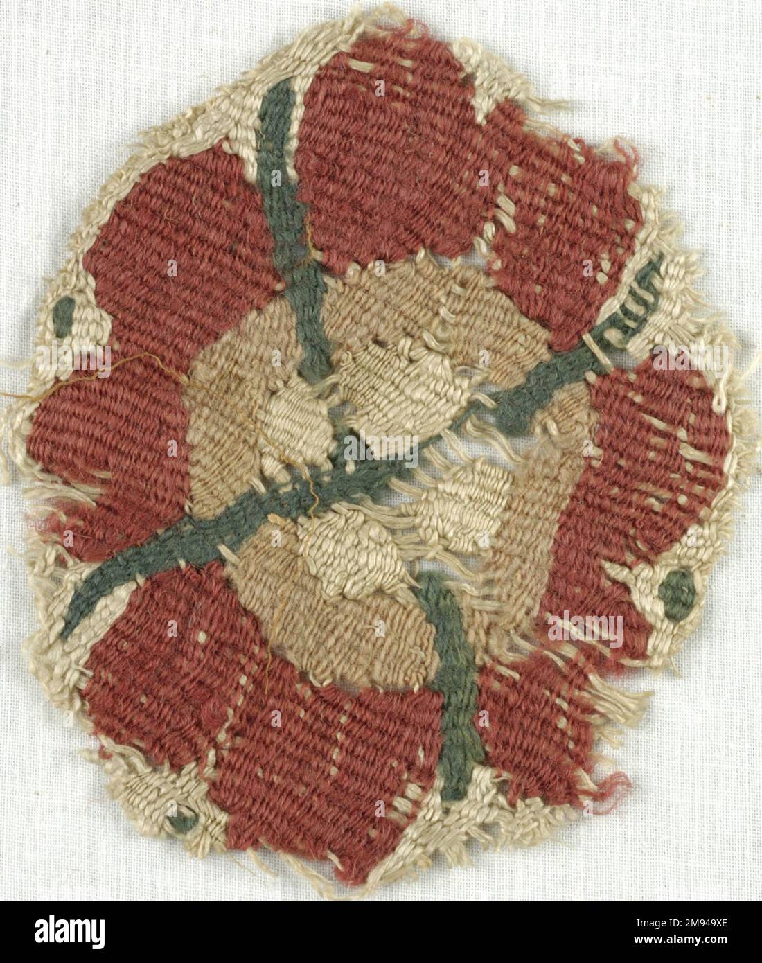 Rosette Fragment Coptic. , 5th-7th century C.E. Flax, wool, 3 1/4 x 4 1 ...