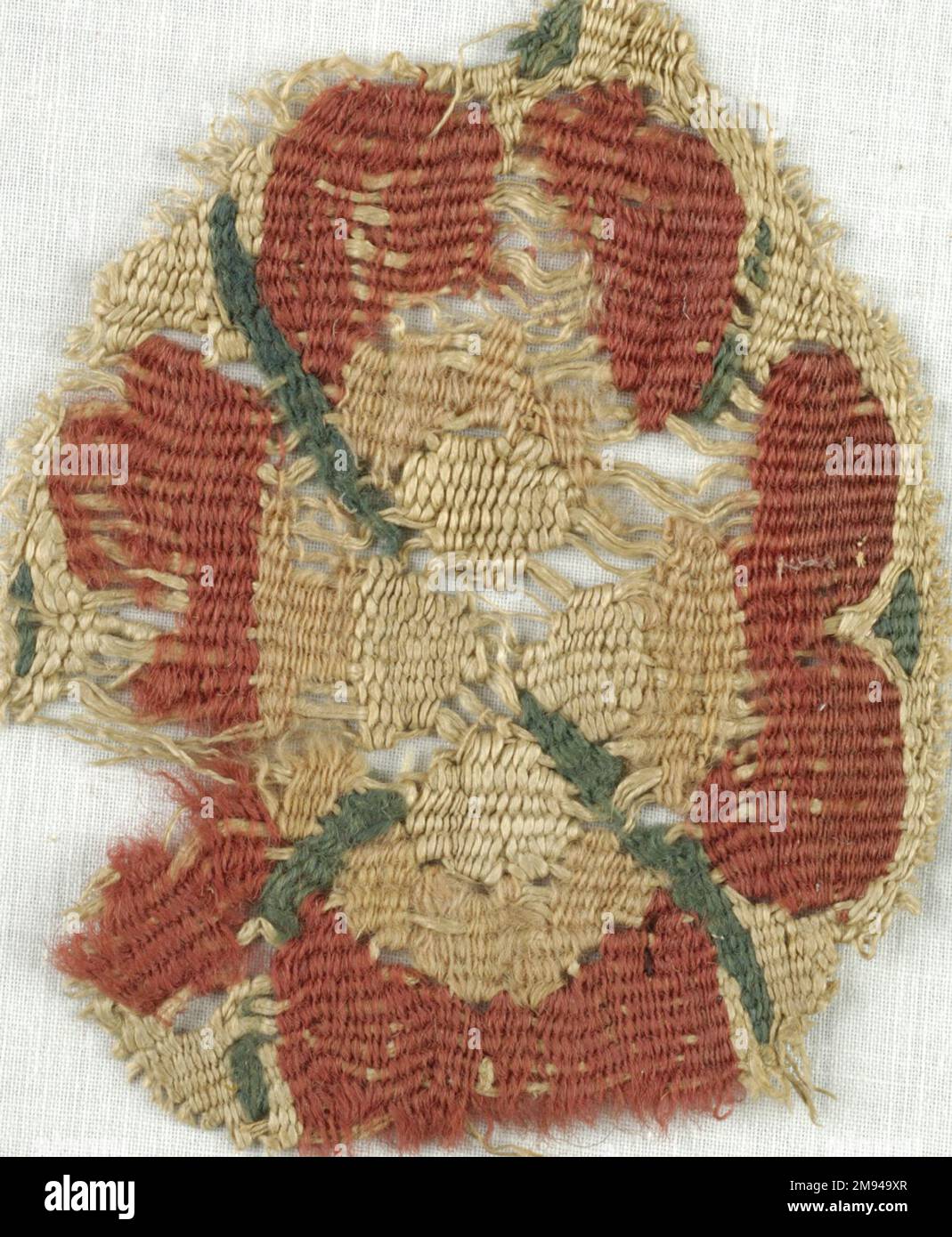 Rosette Fragment Coptic. , 5th-7th century C.E. Flax, wool, 3 1/4 x 4 1 ...