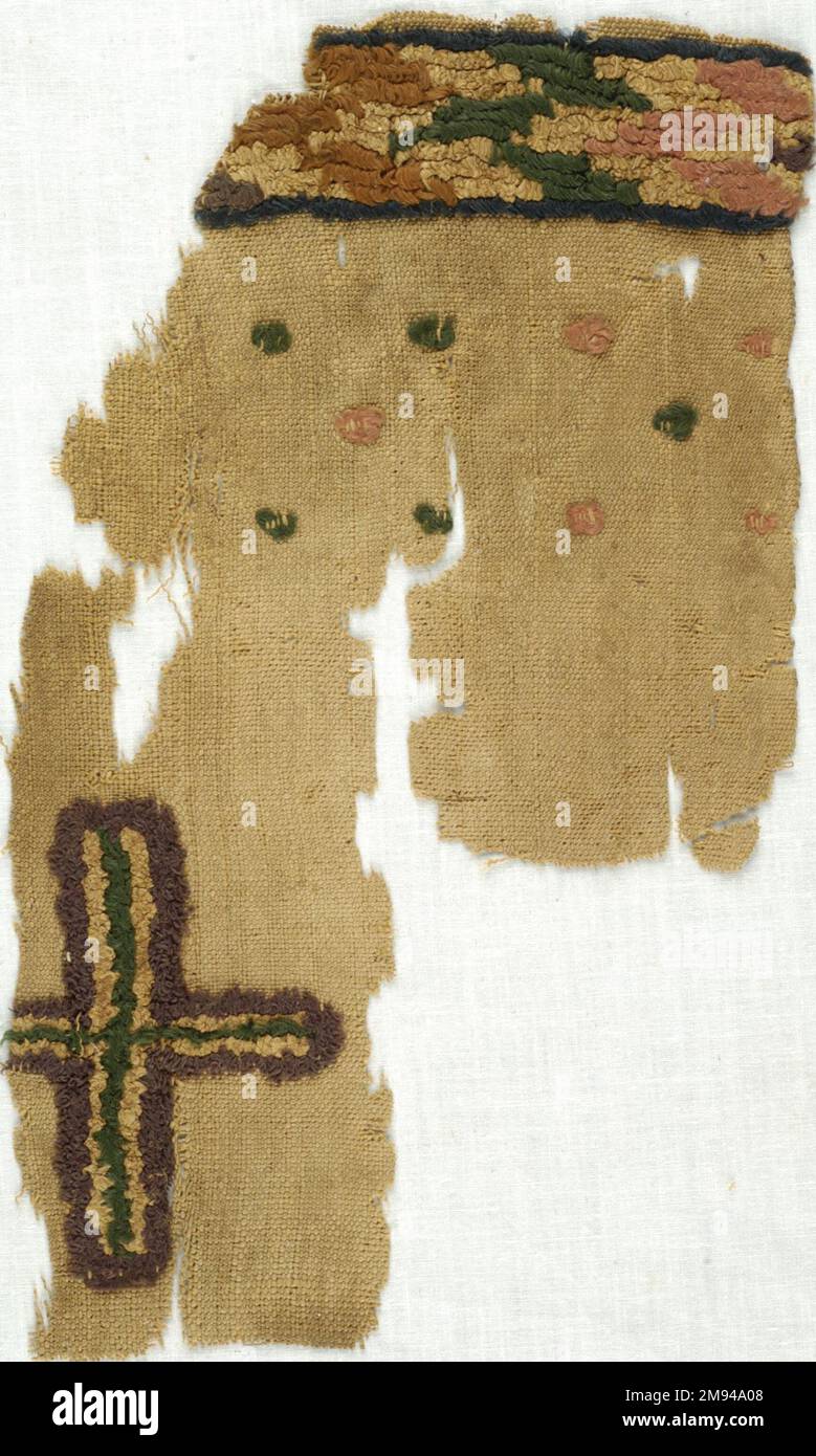 Fragment with Cross and Geometric Decoration Coptic. Fragment with ...