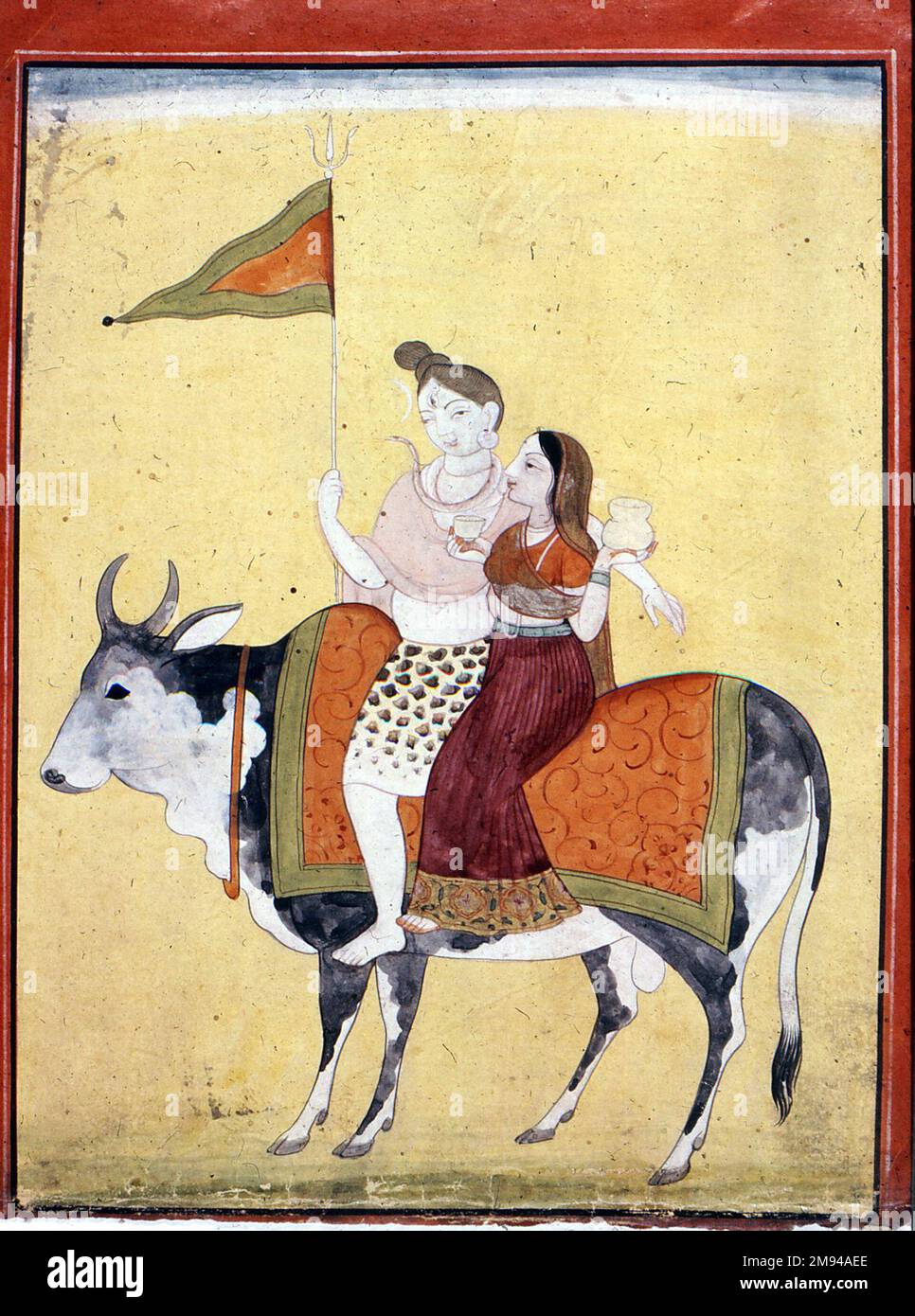Shiva and Parvati Riding on Shiva's Mount, Nandi Indian. , ca. 1800 ...