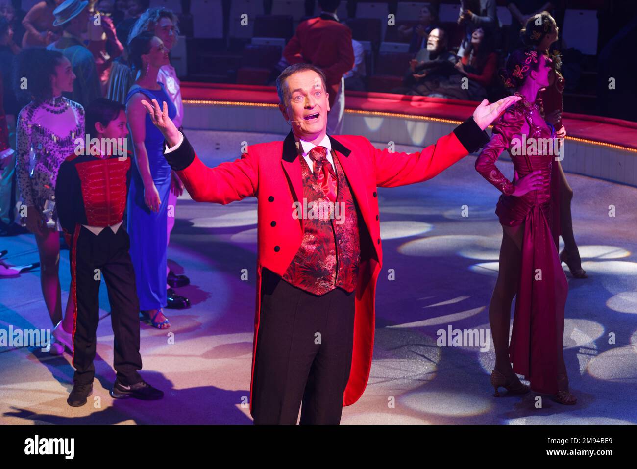 Paris, France. 15th Janv, 2023. Michel Palmer, Mr. Loyal performs during Cirque Bouglione's ...