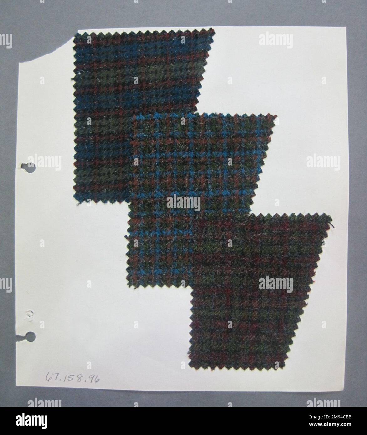 Fabric Swatch Fab-Tex Inc.. , 1963-1966. Wool, sheet: 8 1/4 x 9 in. (21 ...