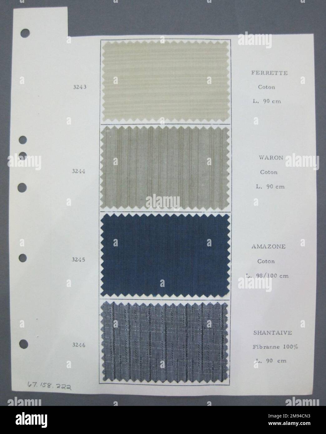Fabric Swatch Fab-Tex Inc.. Fabric Swatch, 1963-1966. Cotton and ...