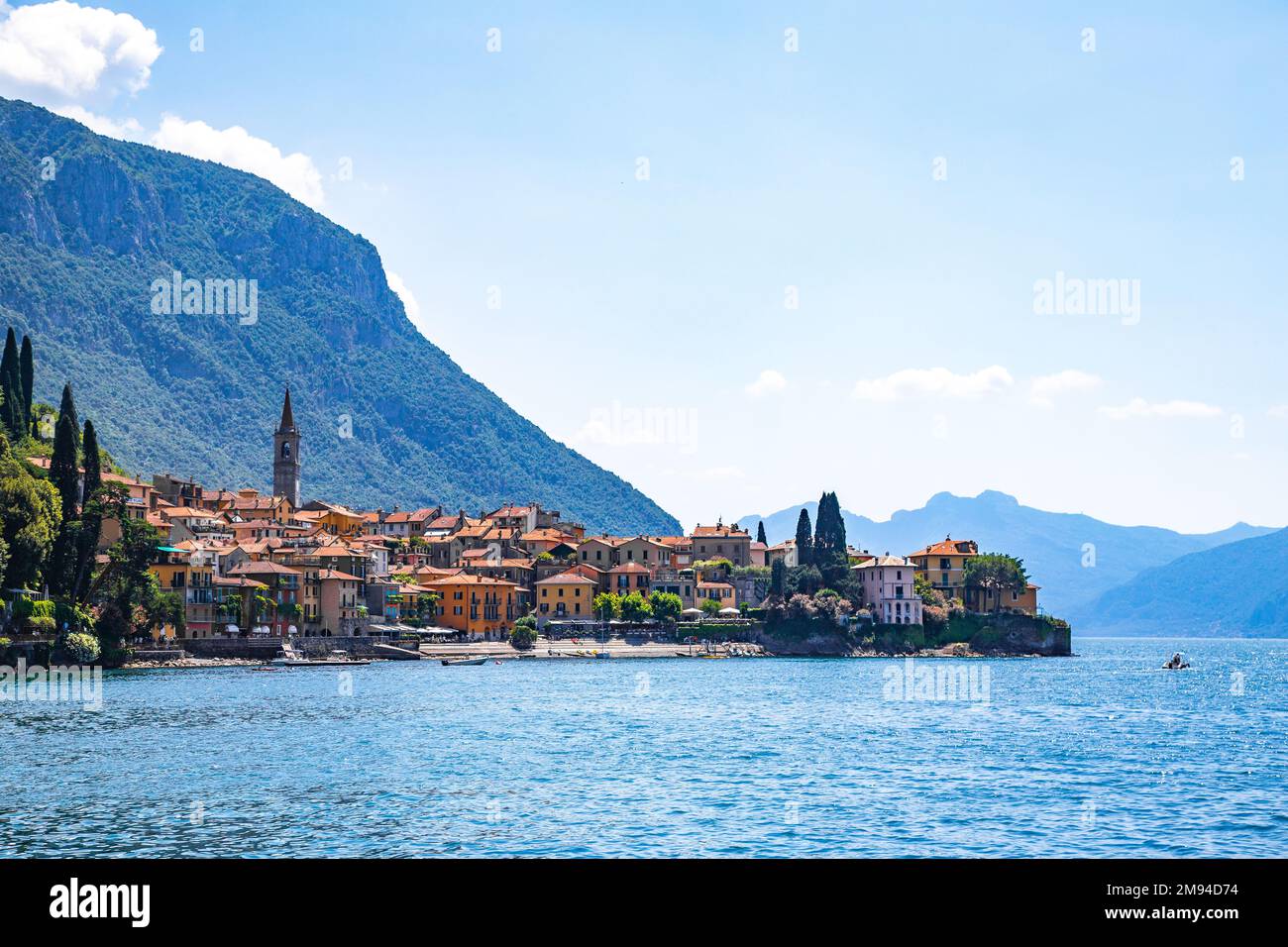 Street view of Varenna town in Como lake in the Province of Lecco in ...