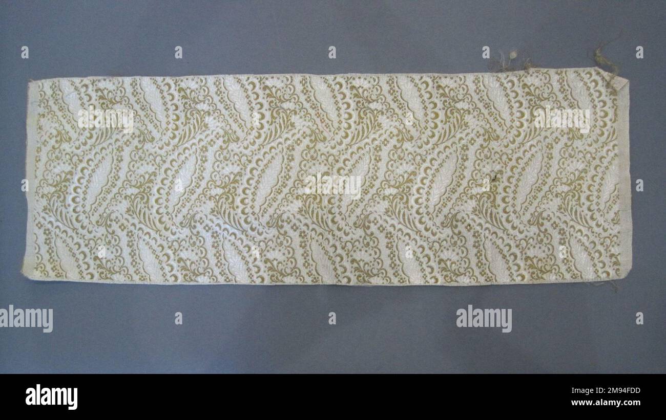 Textile Swatch , 1950s to 1960s. Cotton, metallic thread, 20 3/4 x 7 1/ ...