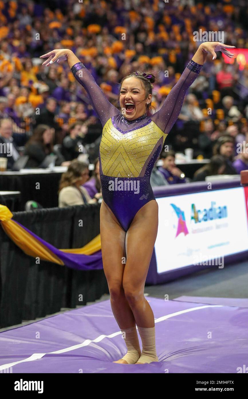 Baton Rouge, LA, USA. 16th Jan, 2023. LSU's Aleah Finnegan celebrates ...