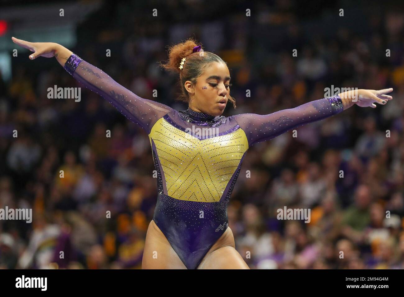 Baton Rouge, LA, USA. 16th Jan, 2023. LSU's Kai Rivers competes on the ...