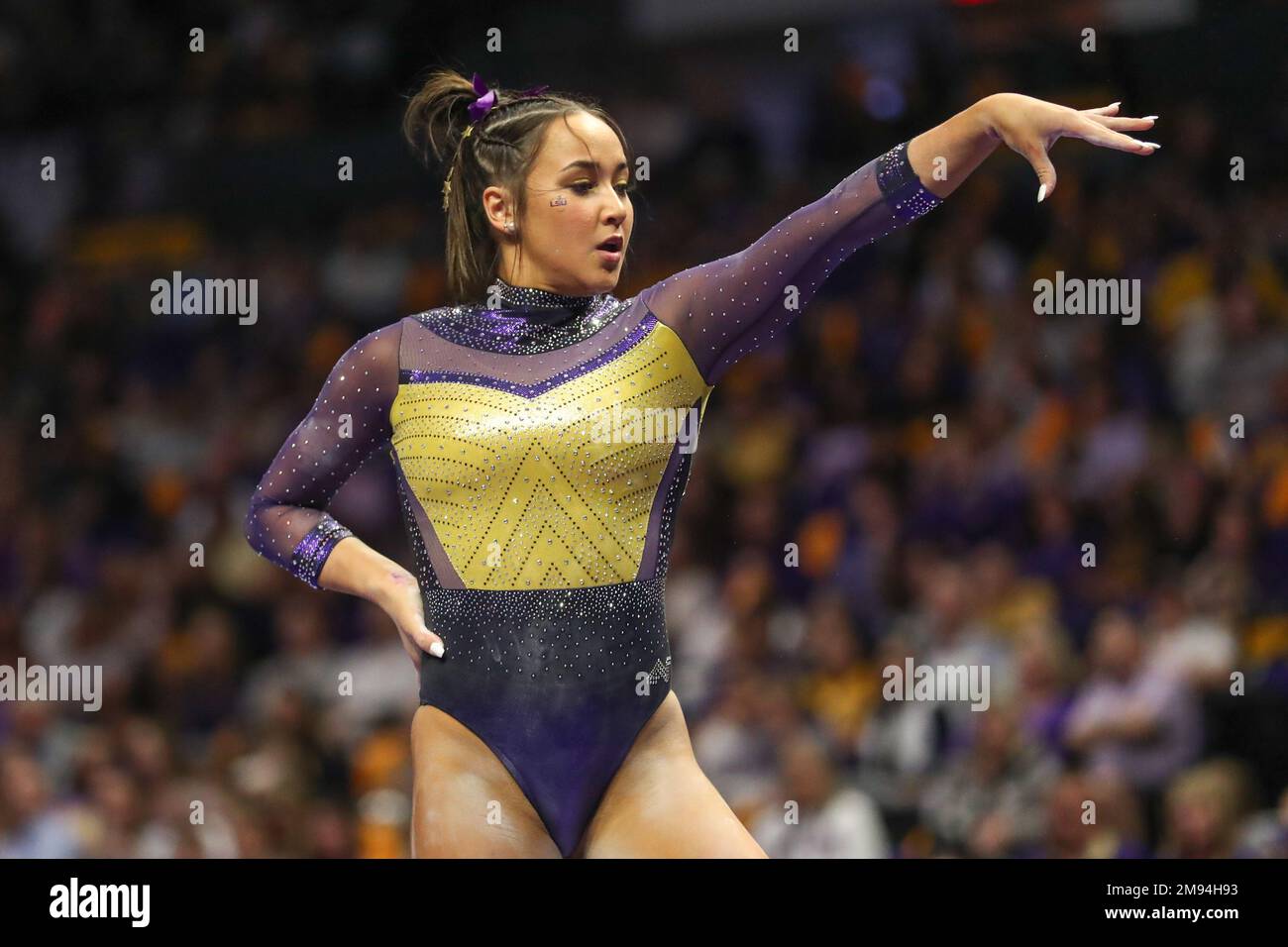 Baton Rouge, LA, USA. 16th Jan, 2023. LSU's Aleah Finnegan competes on ...