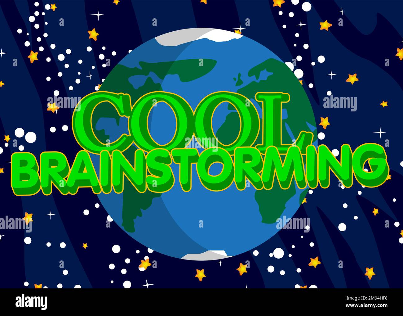 Cool Planet Earth with Brainstorming text. Cartoon Space, cosmos ...