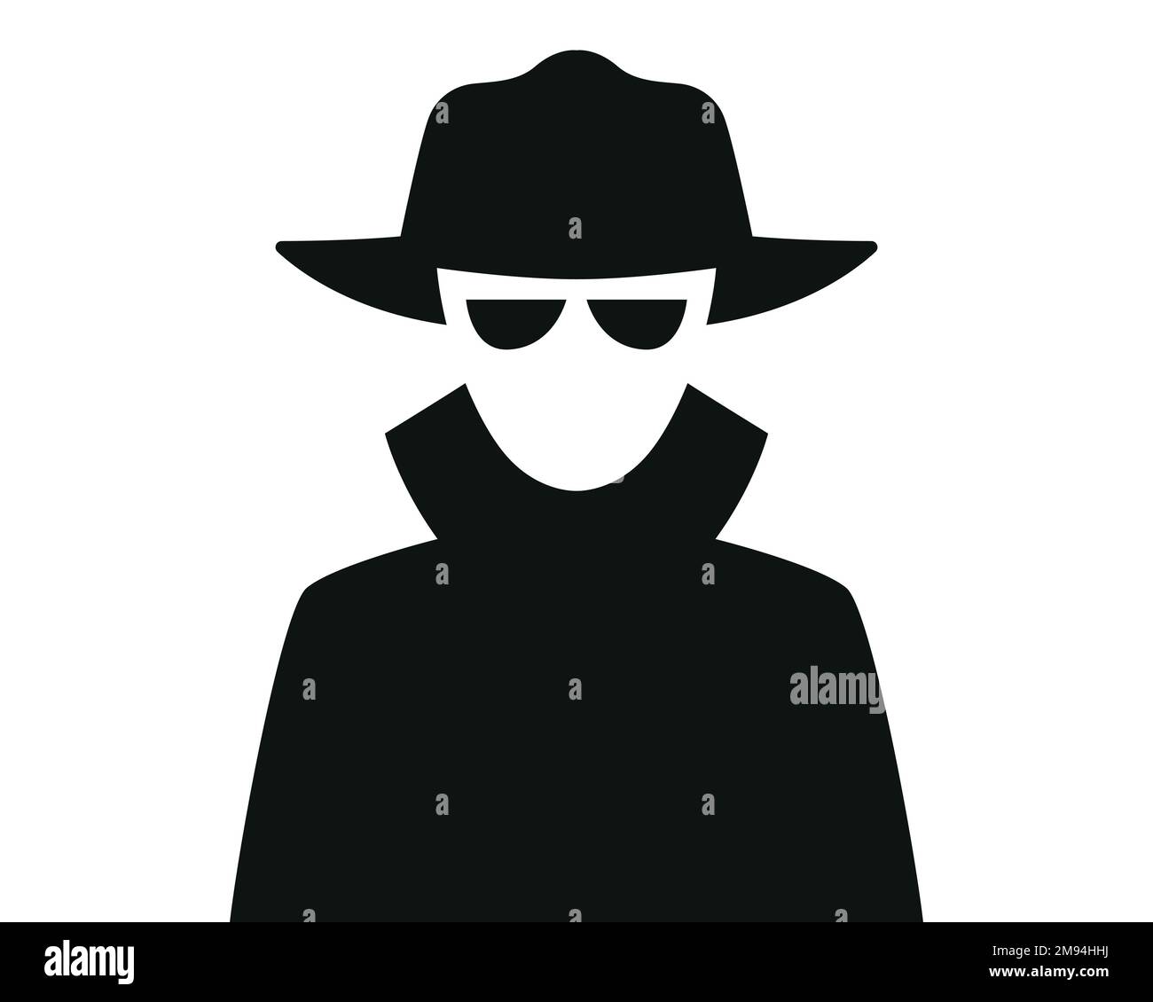 black icon of a spy with glasses. hidden security agent. flat vector ...
