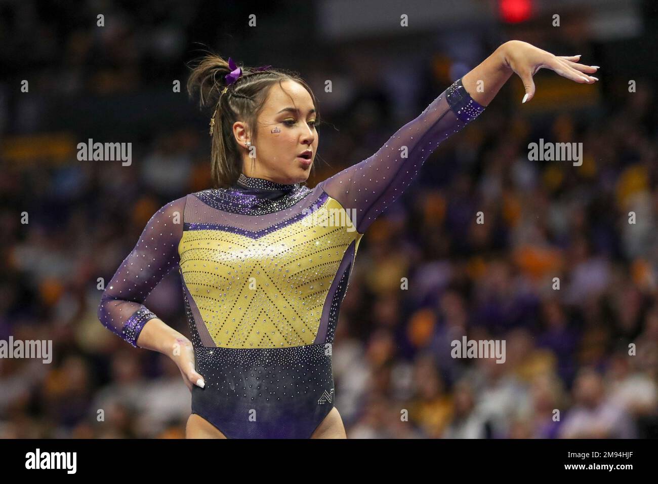 Baton Rouge, LA, USA. 16th Jan, 2023. LSU's Aleah Finnegan competes on ...